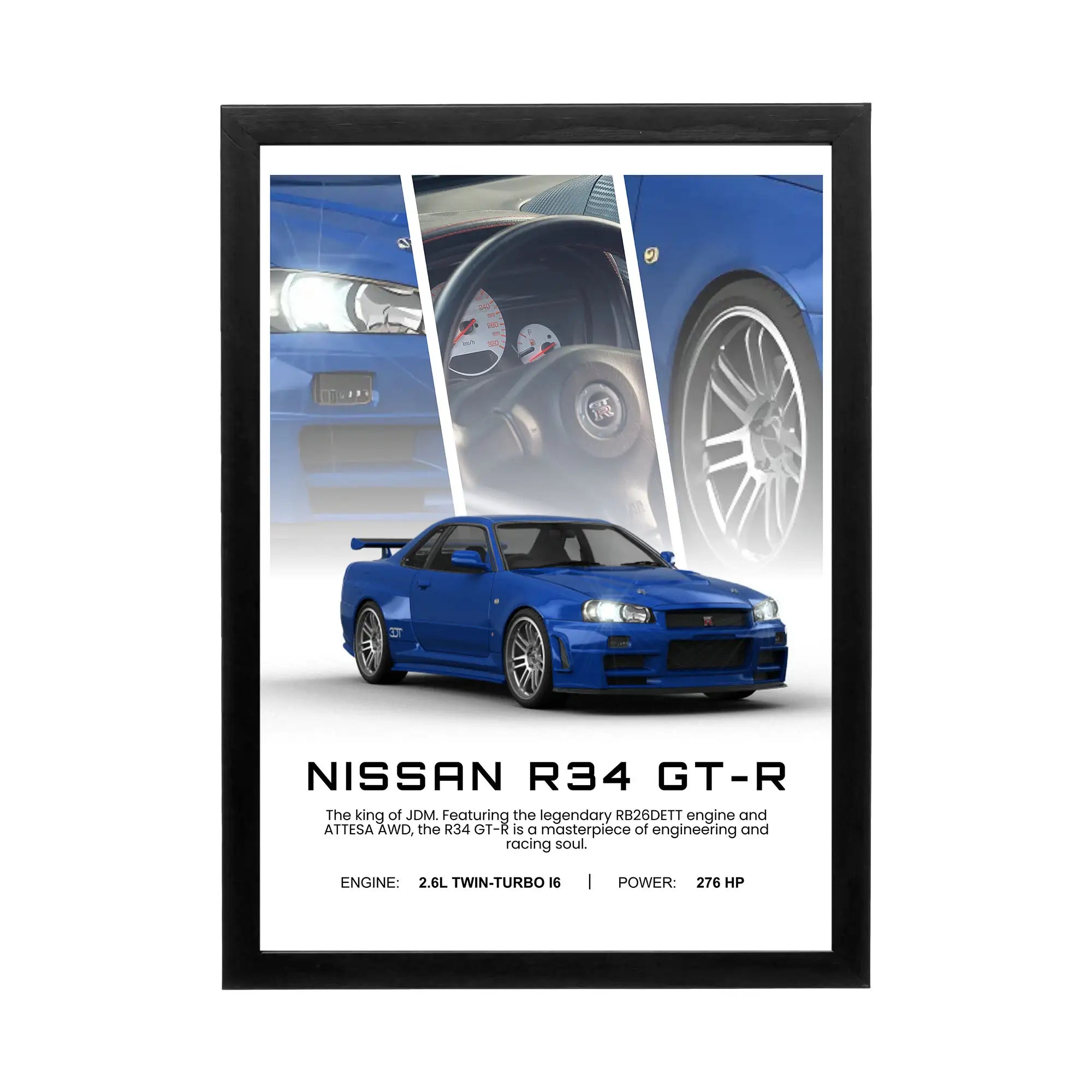 Nissan R34 GT-R 'The King of JDM' Frame| Spark Store